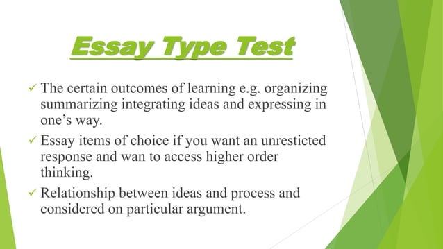 Essay Type Test | PPTX | Standardized Testing | Educational Assessment