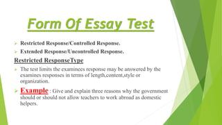 Essay Type Test | PPTX