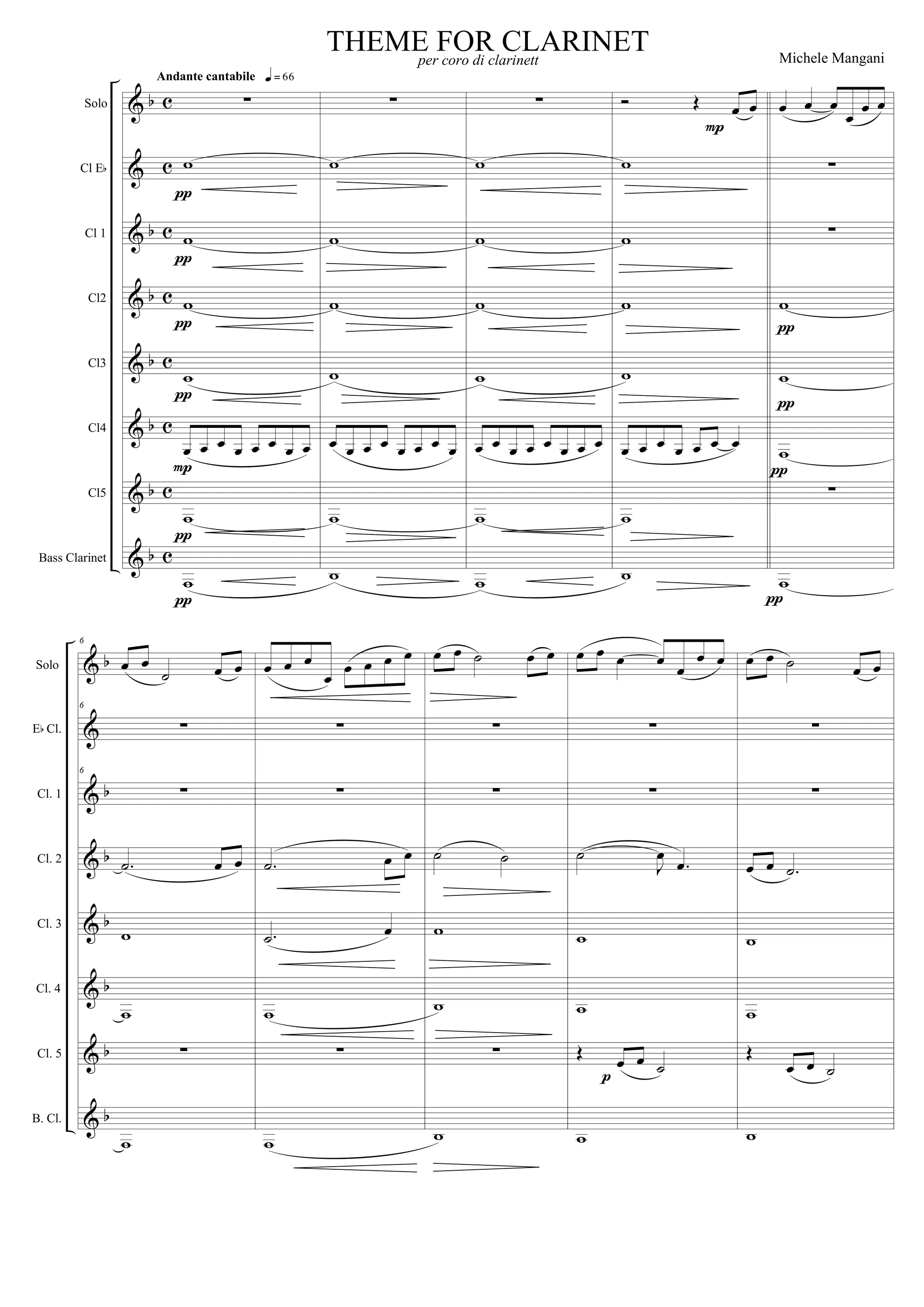 Theme for Clarinet - Mangani - Set of Clarinets | PDF | Classical Music ...