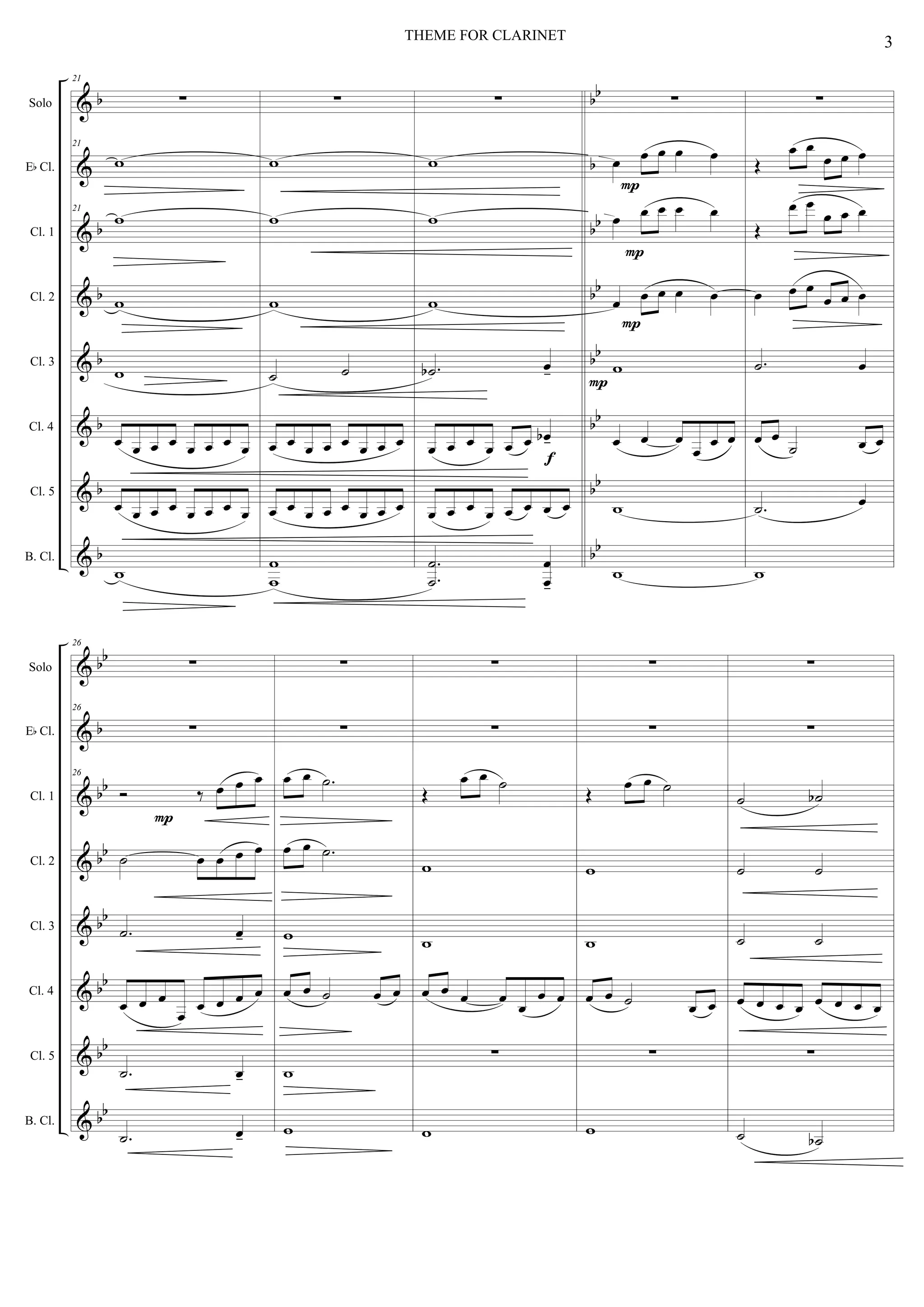 Theme for Clarinet - Mangani - Set of Clarinets | PDF | Classical Music ...