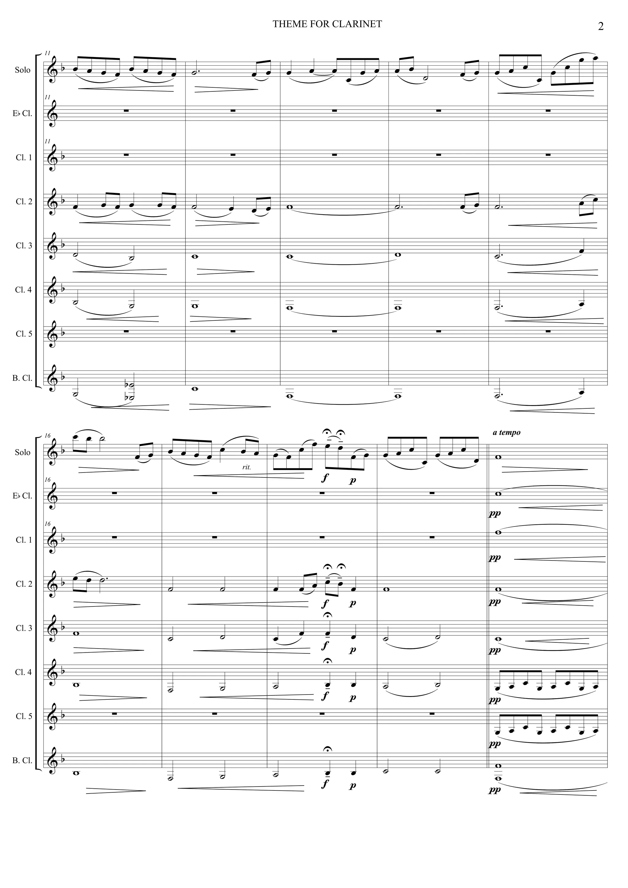 Theme for Clarinet - Mangani - Set of Clarinets | PDF