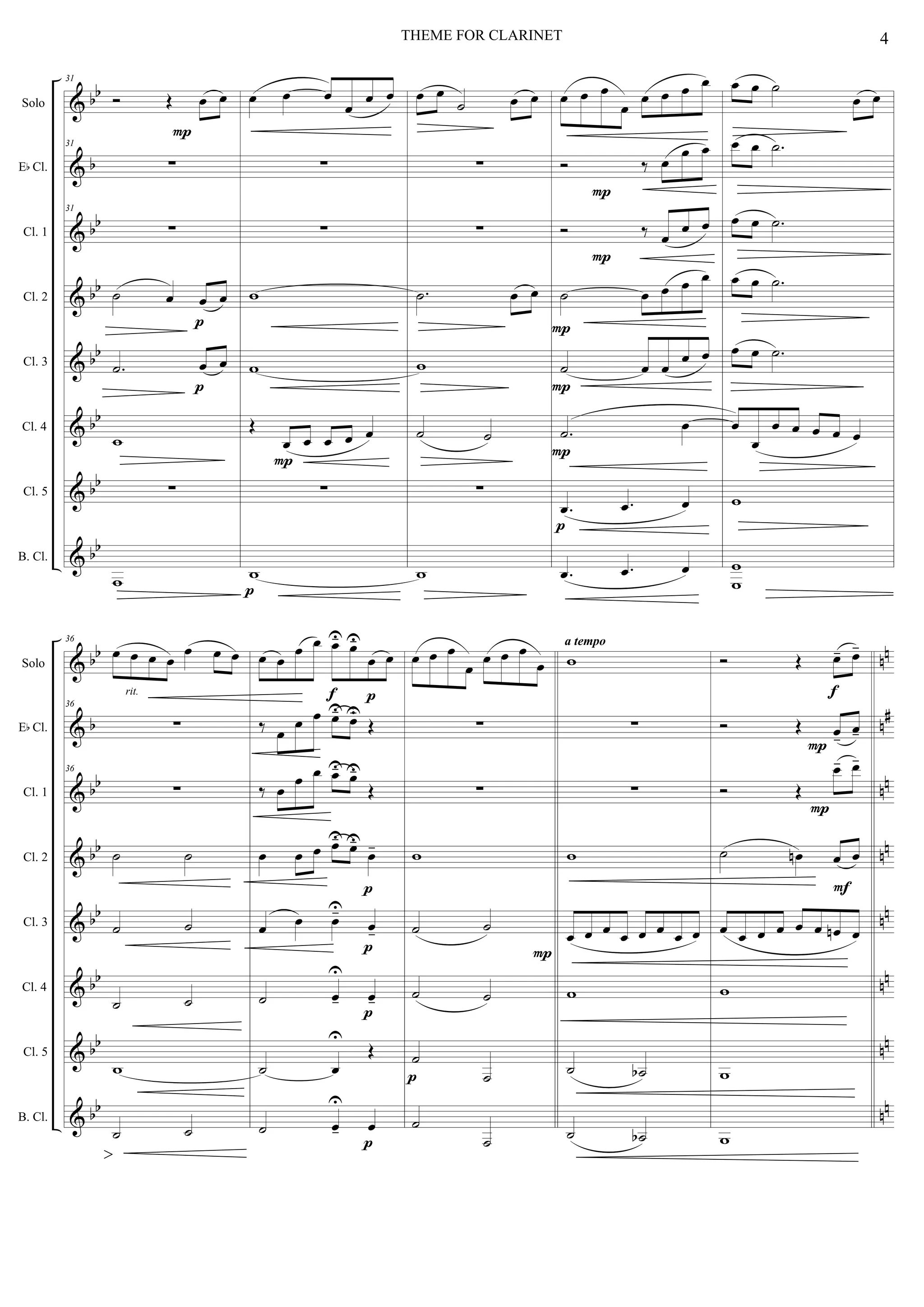 Theme for Clarinet - Mangani - Set of Clarinets | PDF