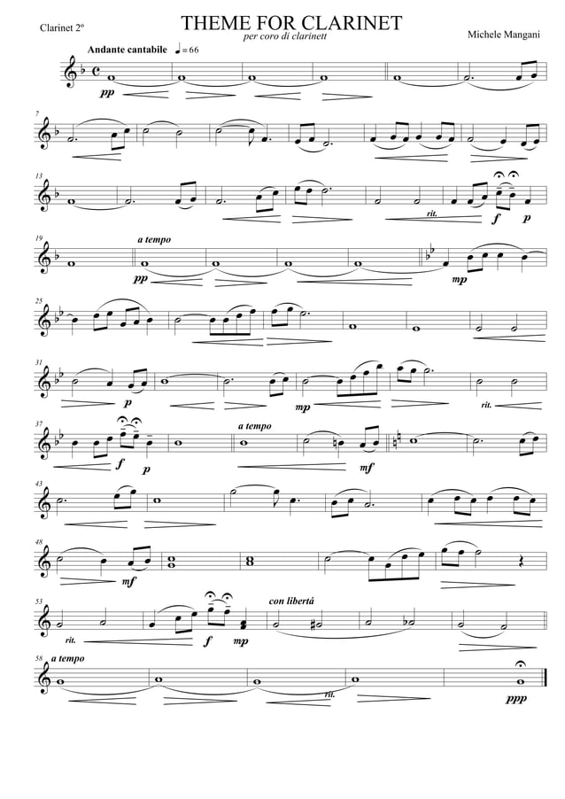 Theme for Clarinet - Mangani - Set of Clarinets | PDF
