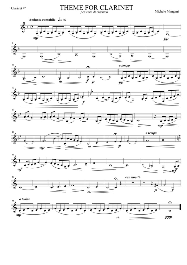 Theme for Clarinet - Mangani - Set of Clarinets | PDF