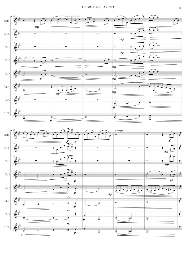 Theme for Clarinet - Mangani - Set of Clarinets | PDF