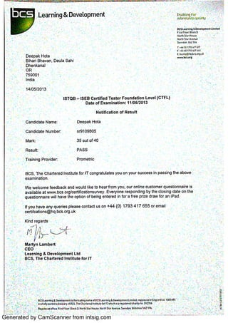 Certificate ISTQB ISEB Foundation Level | PDF