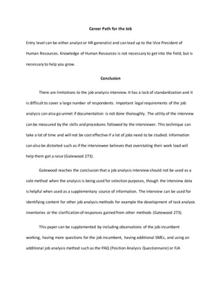 Job Analysis Paper | DOCX