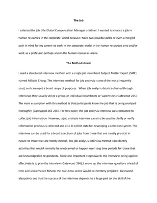 Job Analysis Paper | DOCX