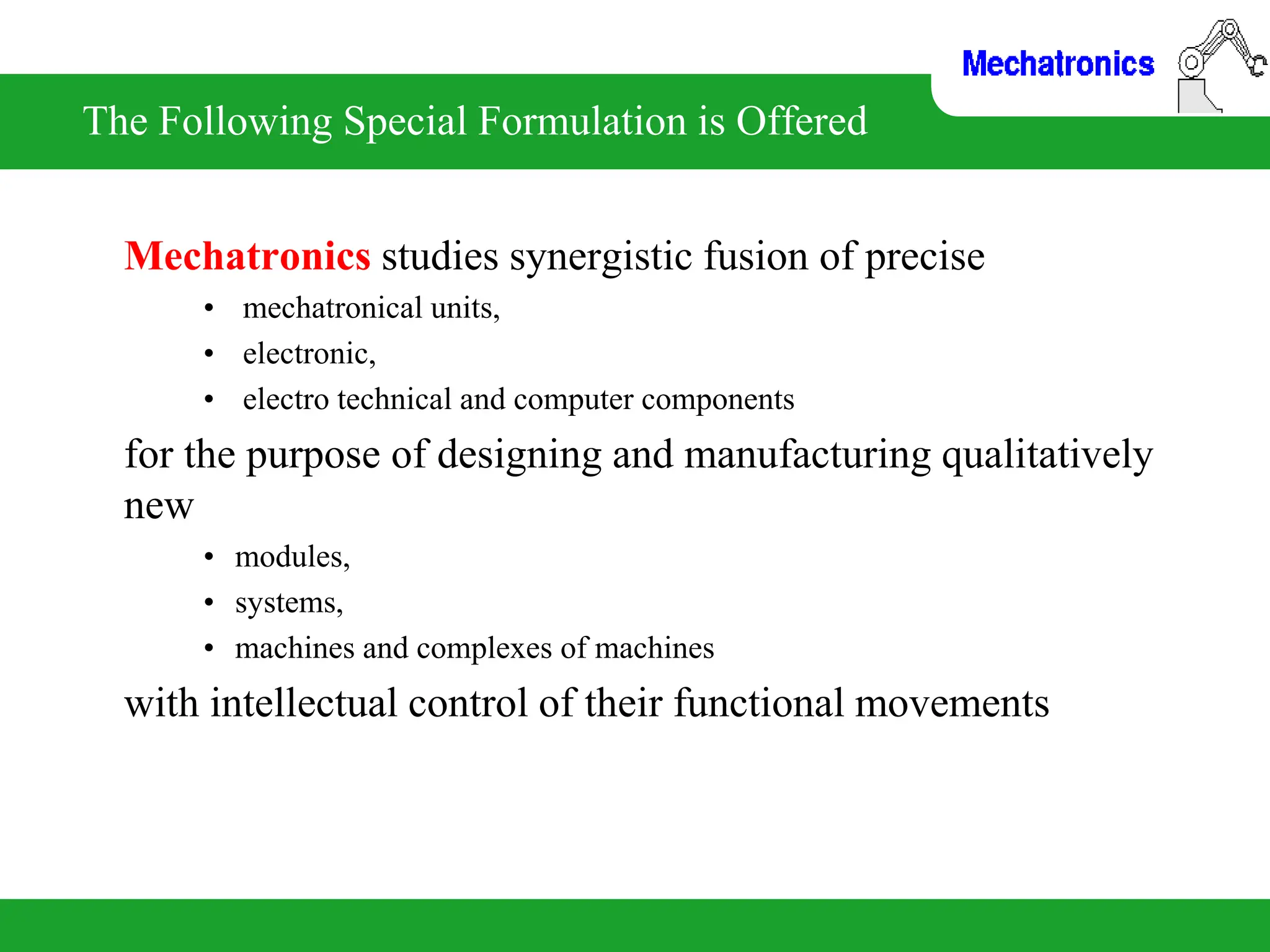Introduction to Mechatronics System ....... | PPT
