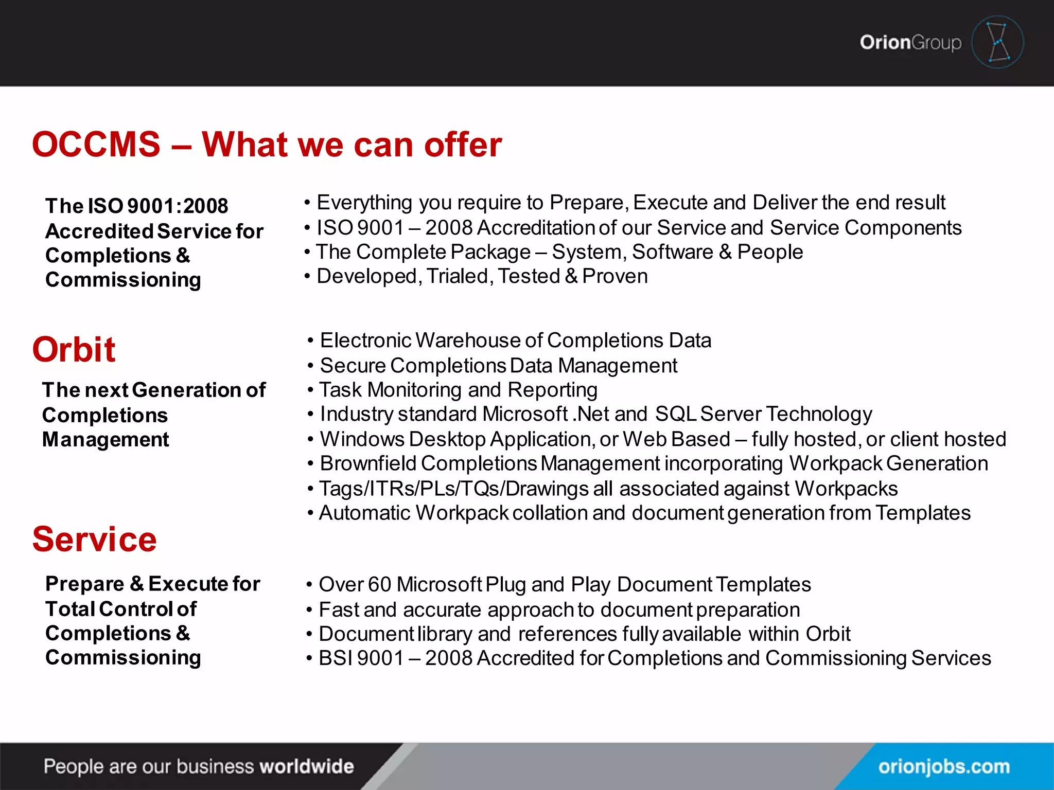 OCCMS - Orbit Information | PPT