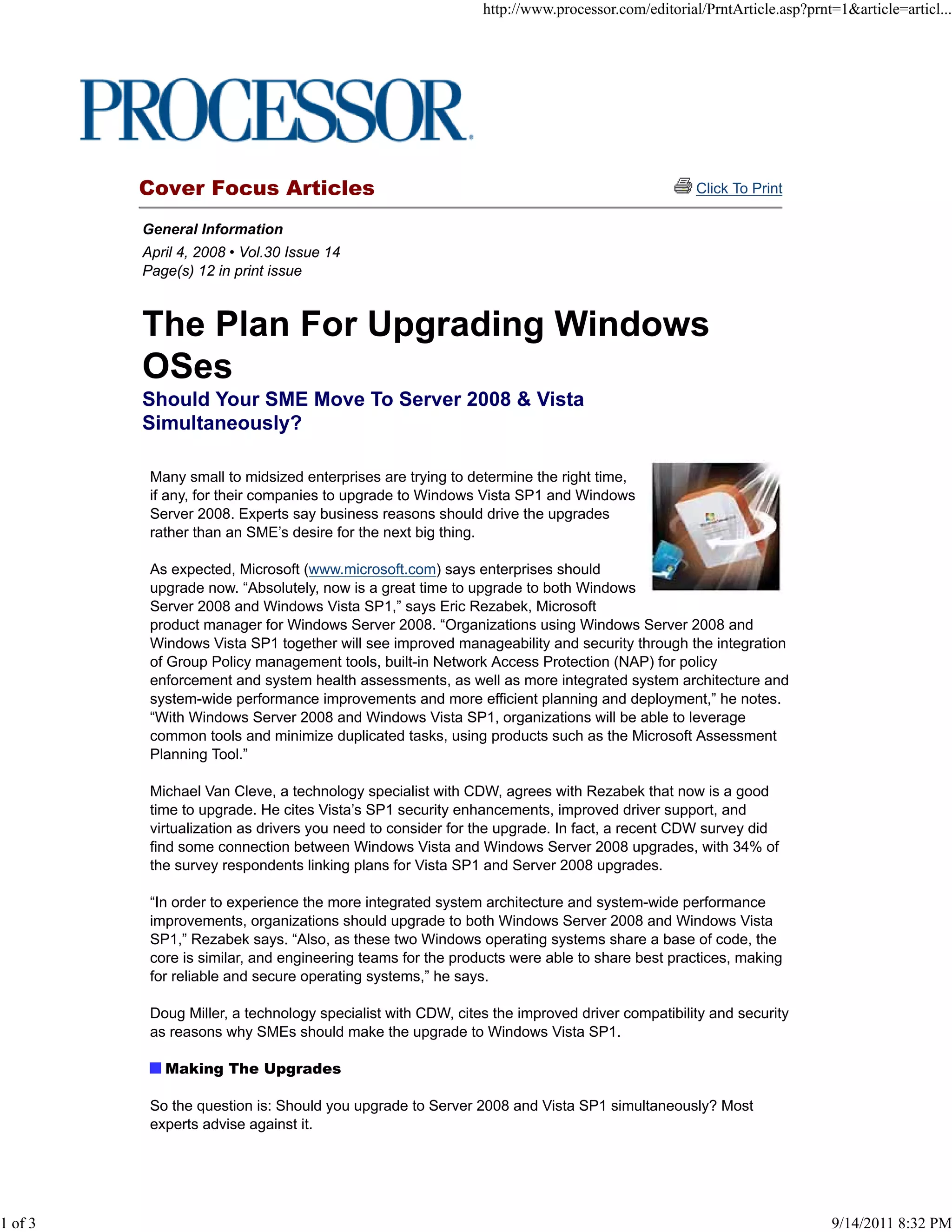 The Plan for Upgrading Windows OSes | PDF