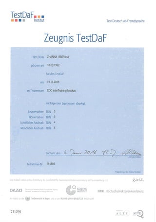 TestDaF_German as a foreign language | PDF
