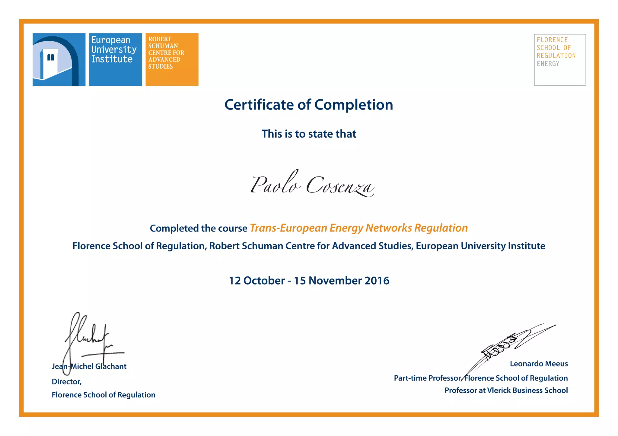 FSR_Certificate_Paolo Cosenza | PPT