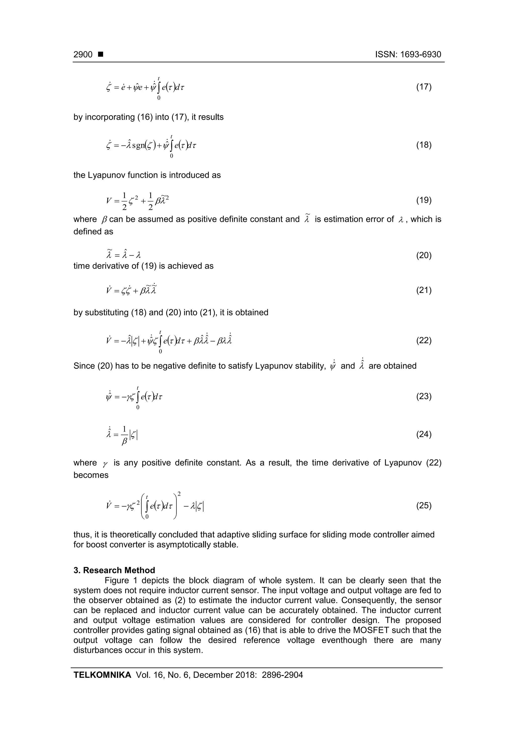 Voltage Regulation of Boost Converter using Observer based Sliding Mode Controller | PDF