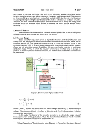 Voltage Regulation of Boost Converter using Observer based Sliding Mode Controller | PDF
