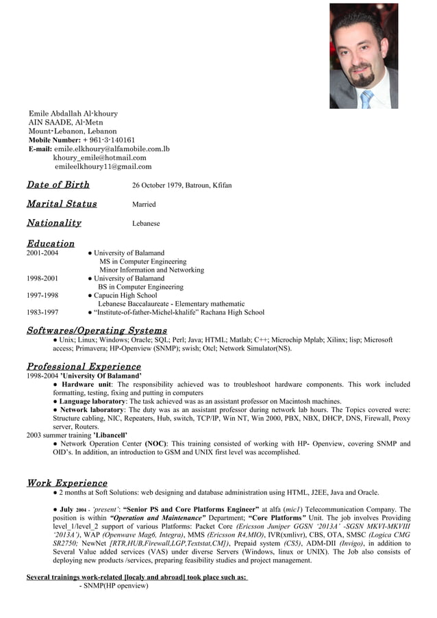 Emile_Khoury_CV | DOC | Computer Networking | Computing