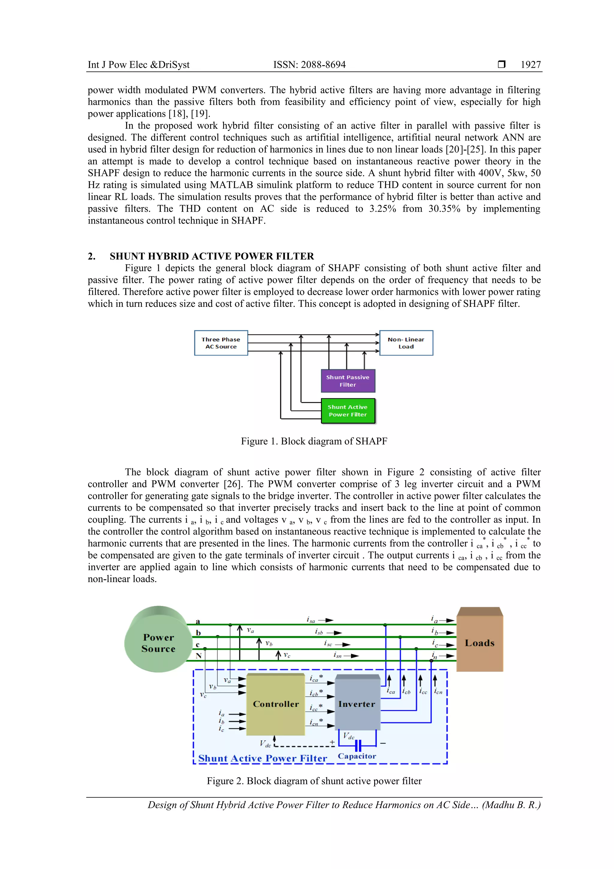 Design of Shunt Hybrid Active Power Filter to Reduce Harmonics on AC Side Due to Non-linear ...