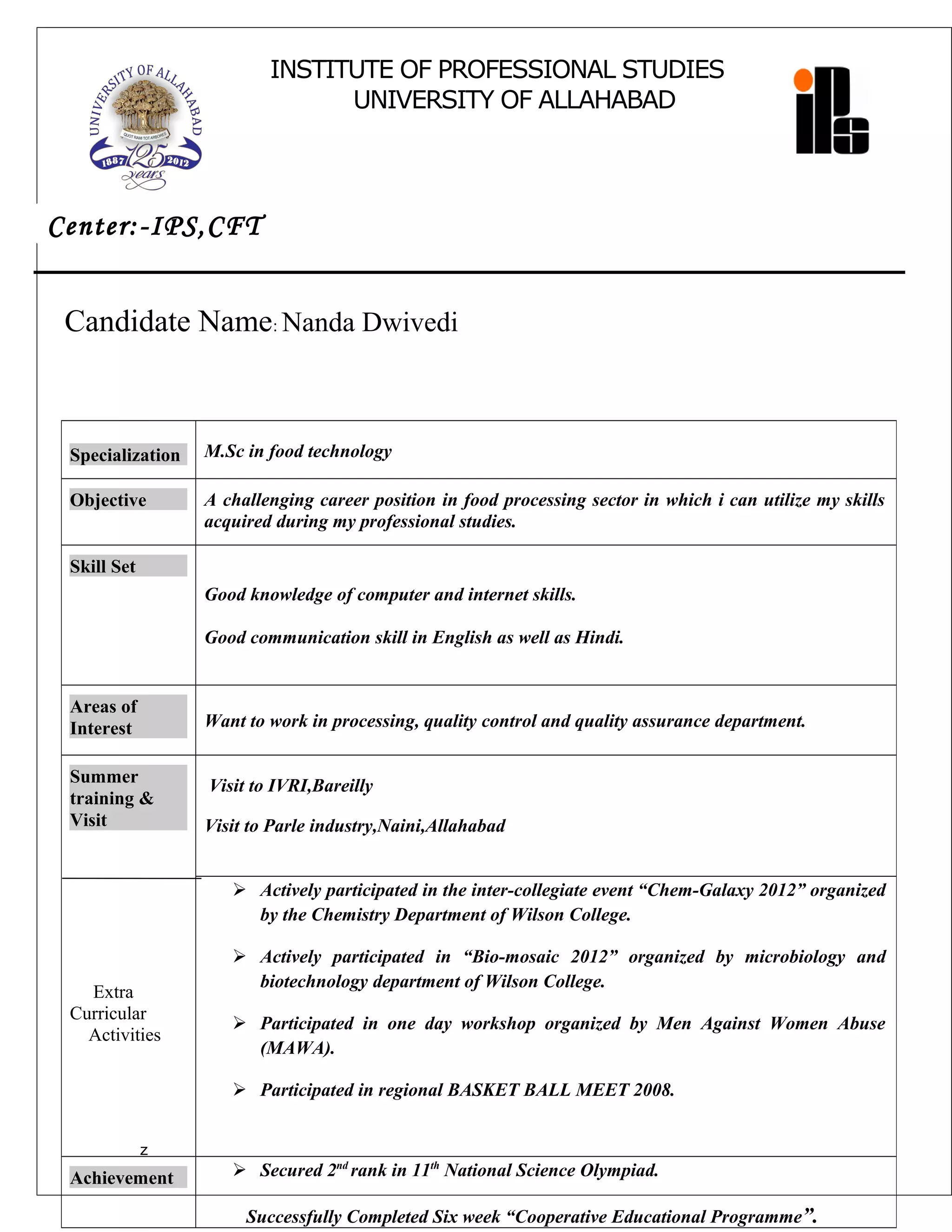 Student Profile Form | DOC