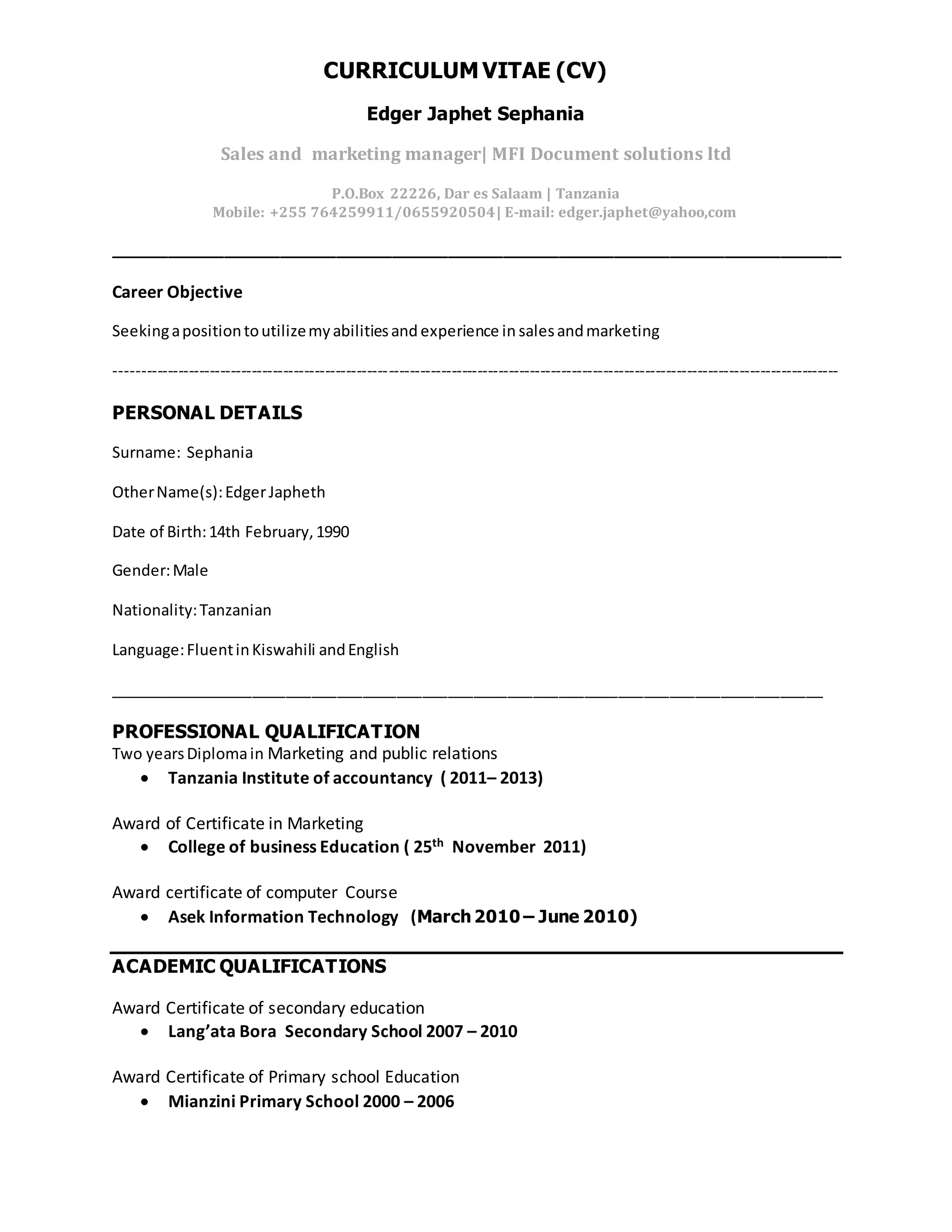 CURRICULUM VITAE - EDGER-1 | DOCX