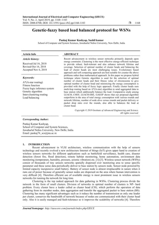 Genetic-fuzzy based load balanced protocol for WSNs | PDF