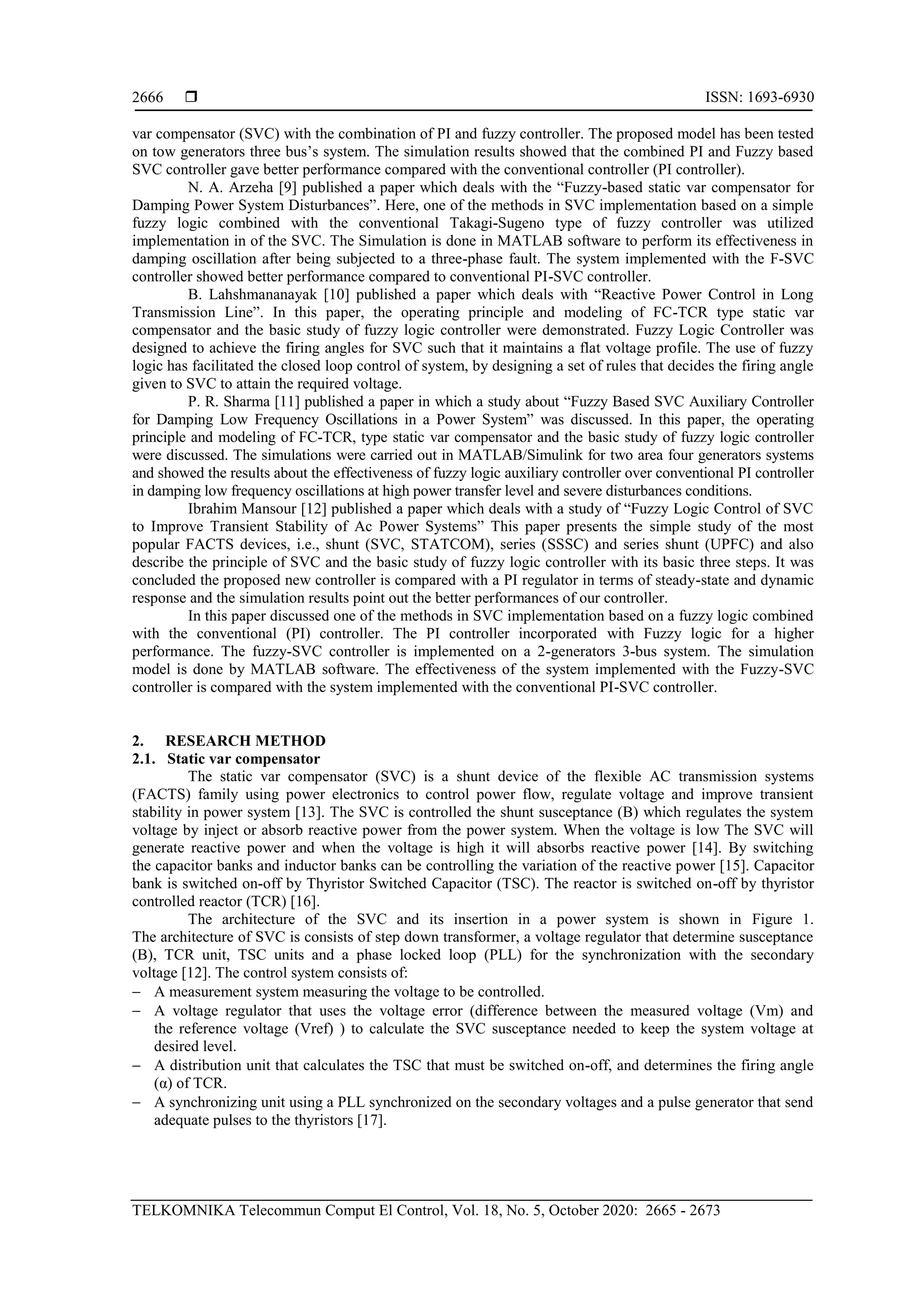 FLC based on static var compensator for power system transient stability enhancement | PDF