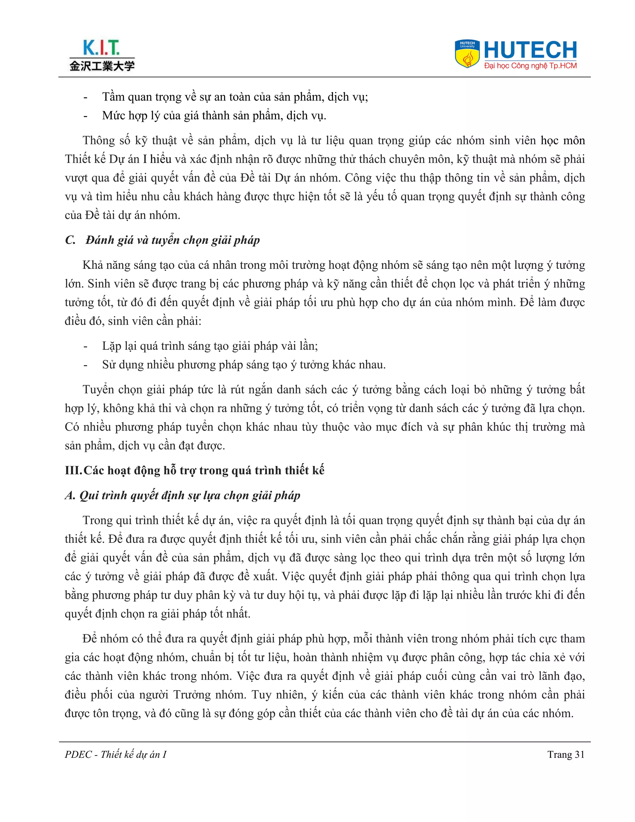 THIẾT KẾ DỰ ÁN I (PROJECT DESIGN I) | PDF