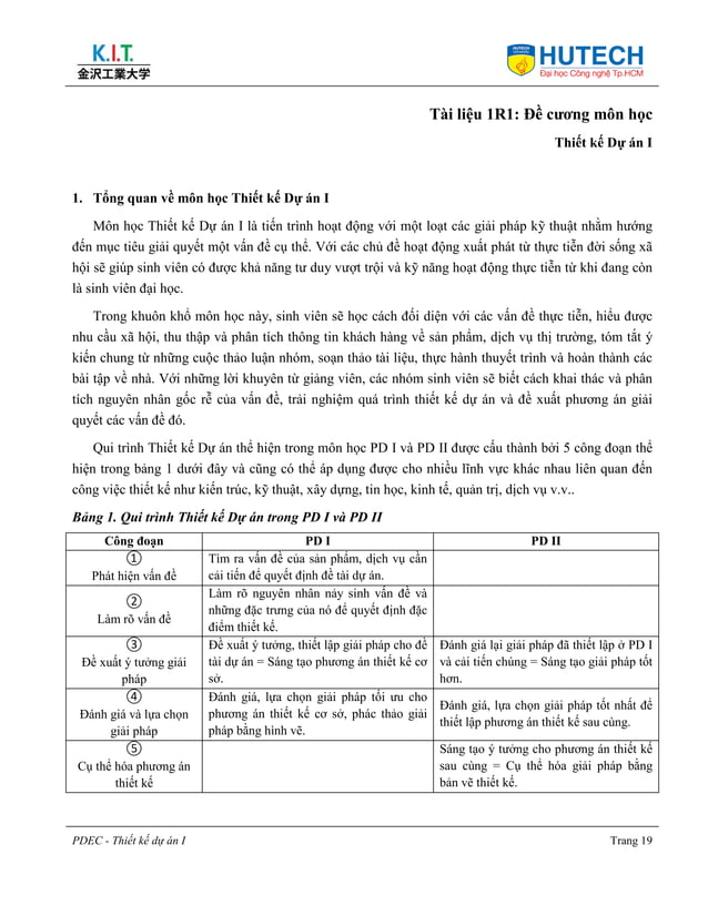 THIẾT KẾ DỰ ÁN I (PROJECT DESIGN I) | PDF