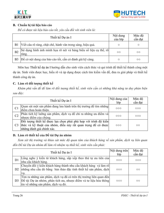 THIẾT KẾ DỰ ÁN I (PROJECT DESIGN I) | PDF