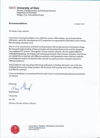 Recommendation letter from UiO | PDF
