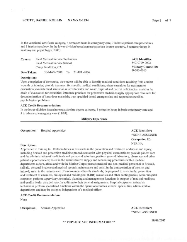 Military Transcripts | PDF