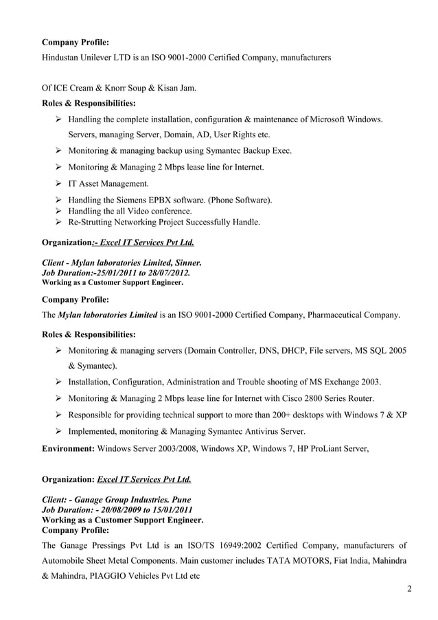 CV_Nitin | DOC | IT and Internet Support | Internet