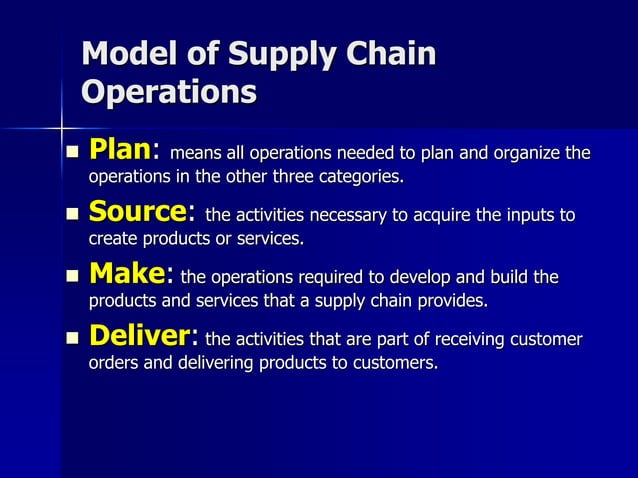 Supply Chains Operations and Planning | PPT | Logistics | Business