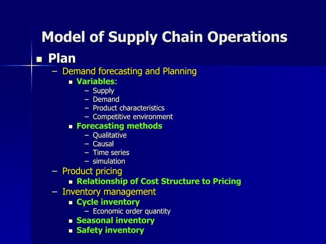 Supply Chains Operations and Planning | PPT | Logistics | Business