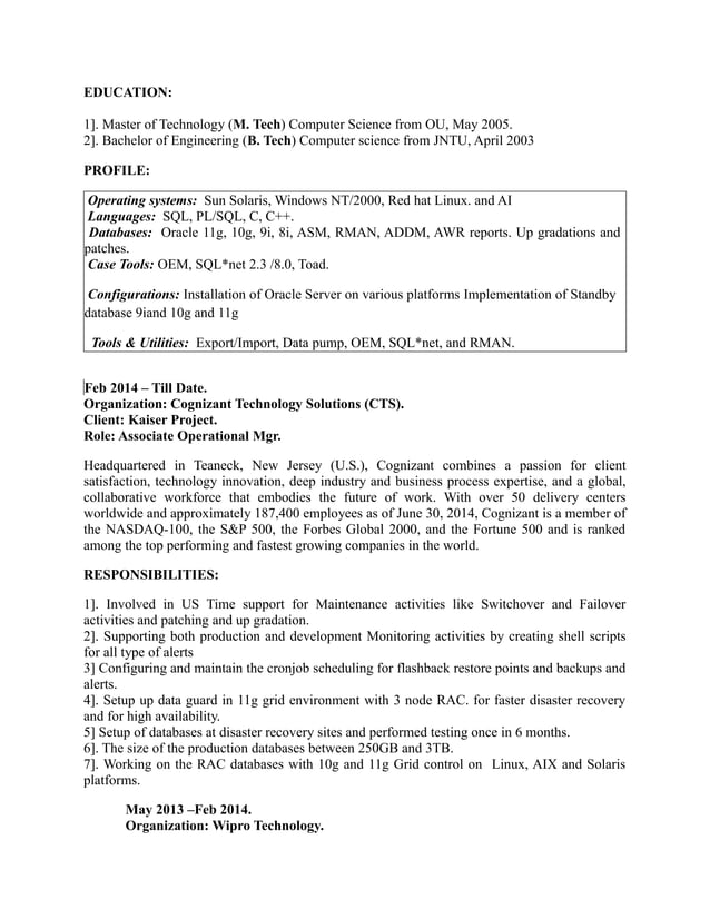 resumexternal | RTF | Databases | Computer Software and Applications