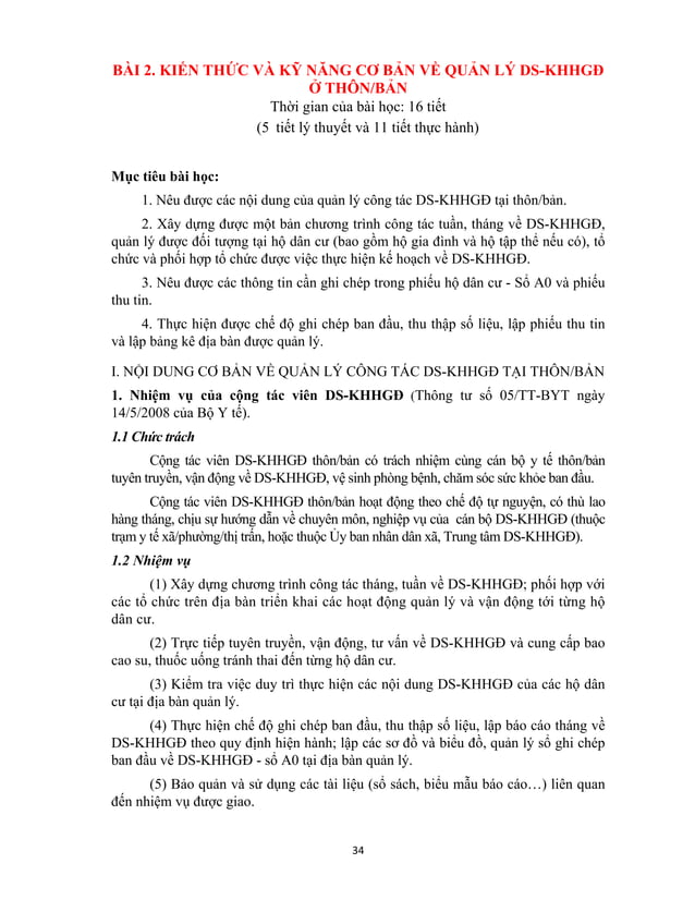 TÀI LIỆU BỒI DƯỠNG NGHIỆP VỤ DÂN SỐ - KẾ HOẠCH HÓA GIA ĐÌNH CHO CỘNG ...