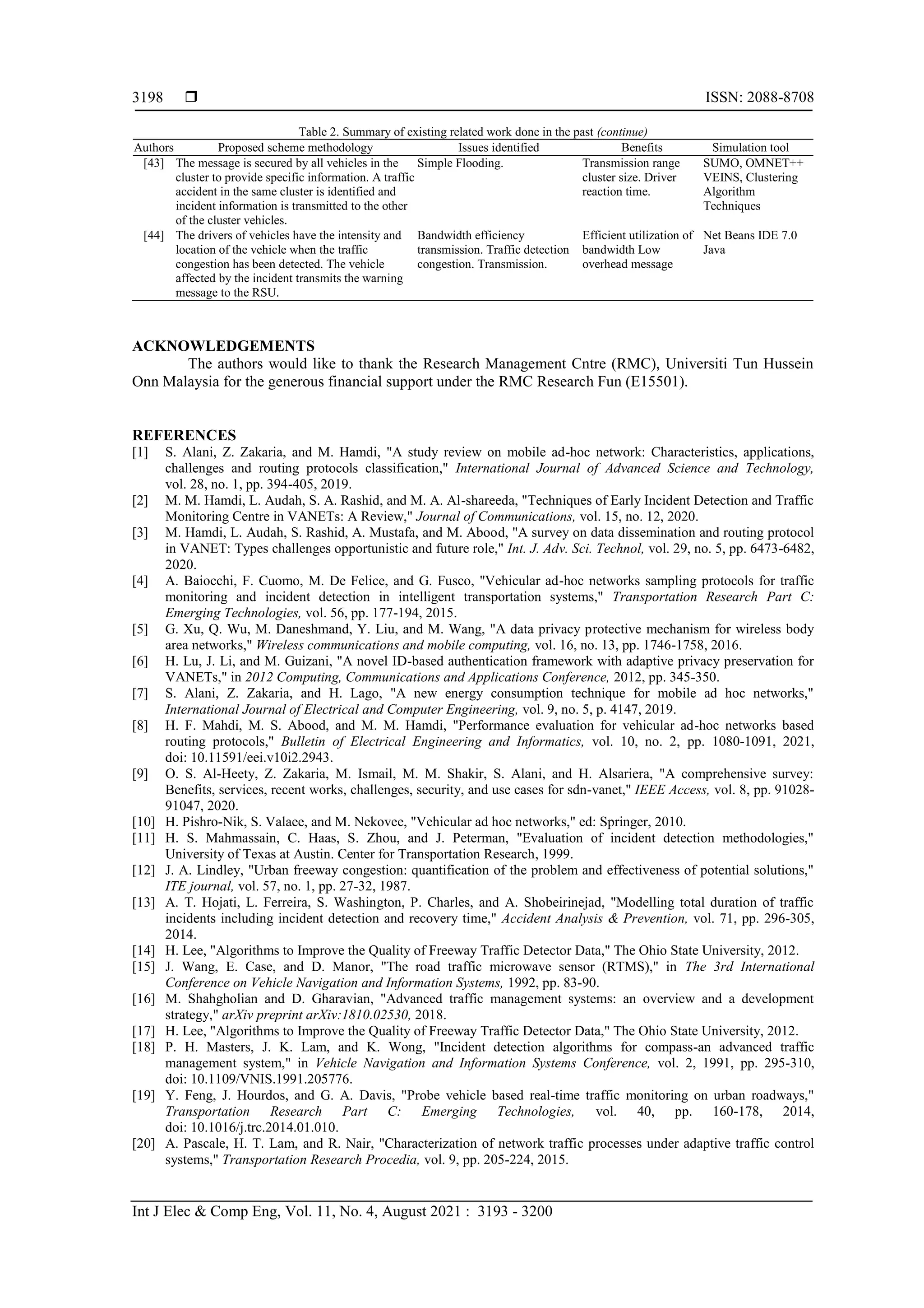 VANET-based traffic monitoring and incident detection system: A review ...