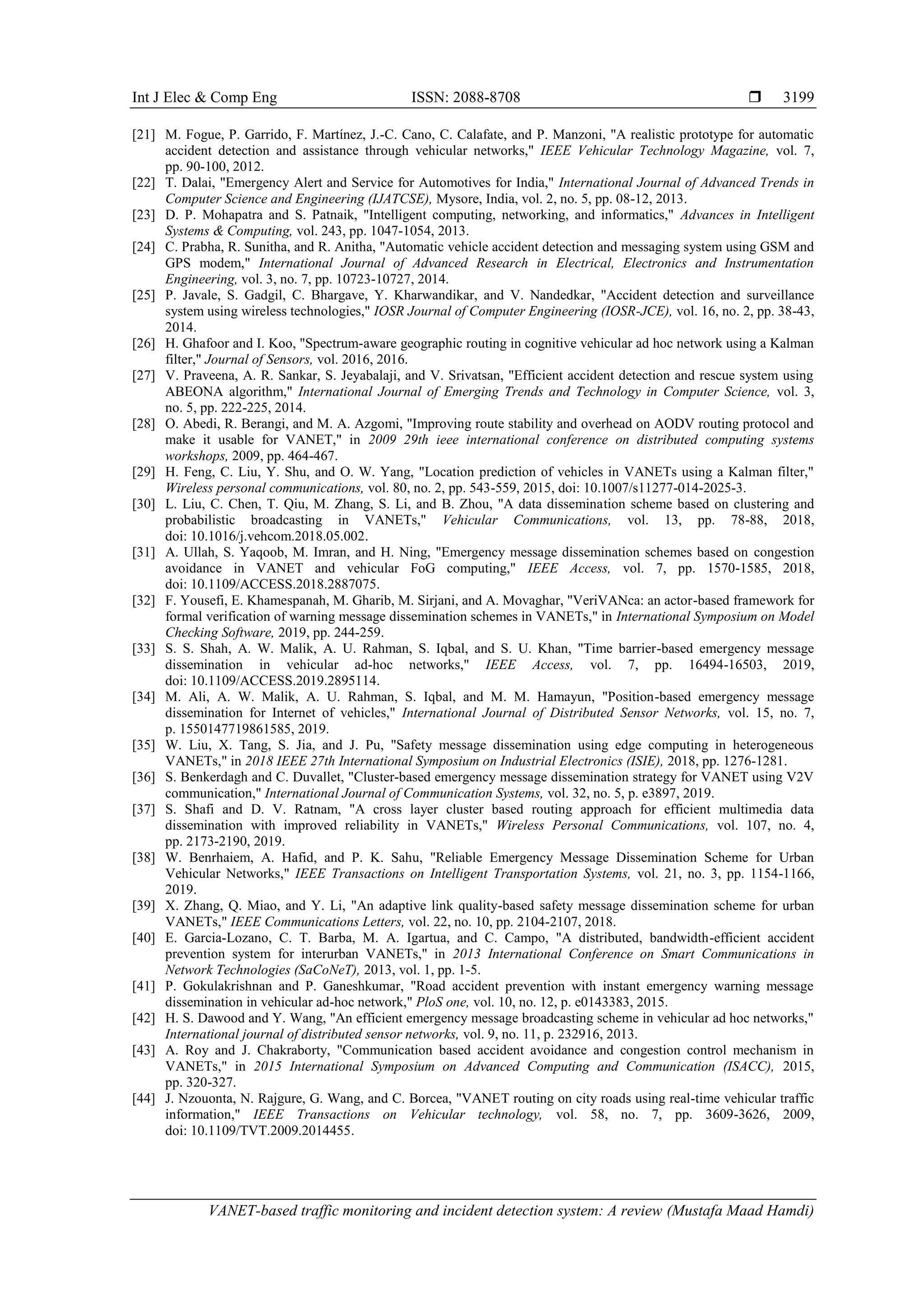 VANET-based traffic monitoring and incident detection system: A review ...