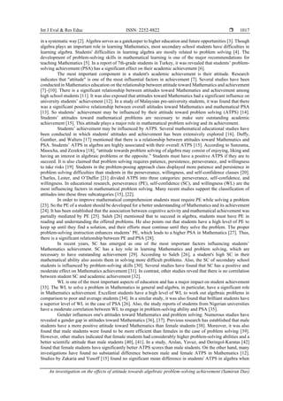 An investigation on the effects of attitude towards algebraic problem ...