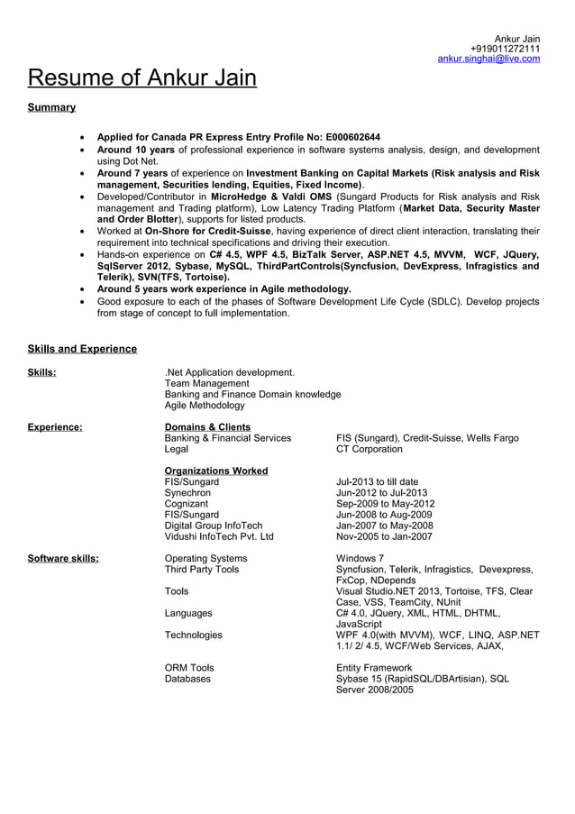 Ankur Jain Resume | PDF