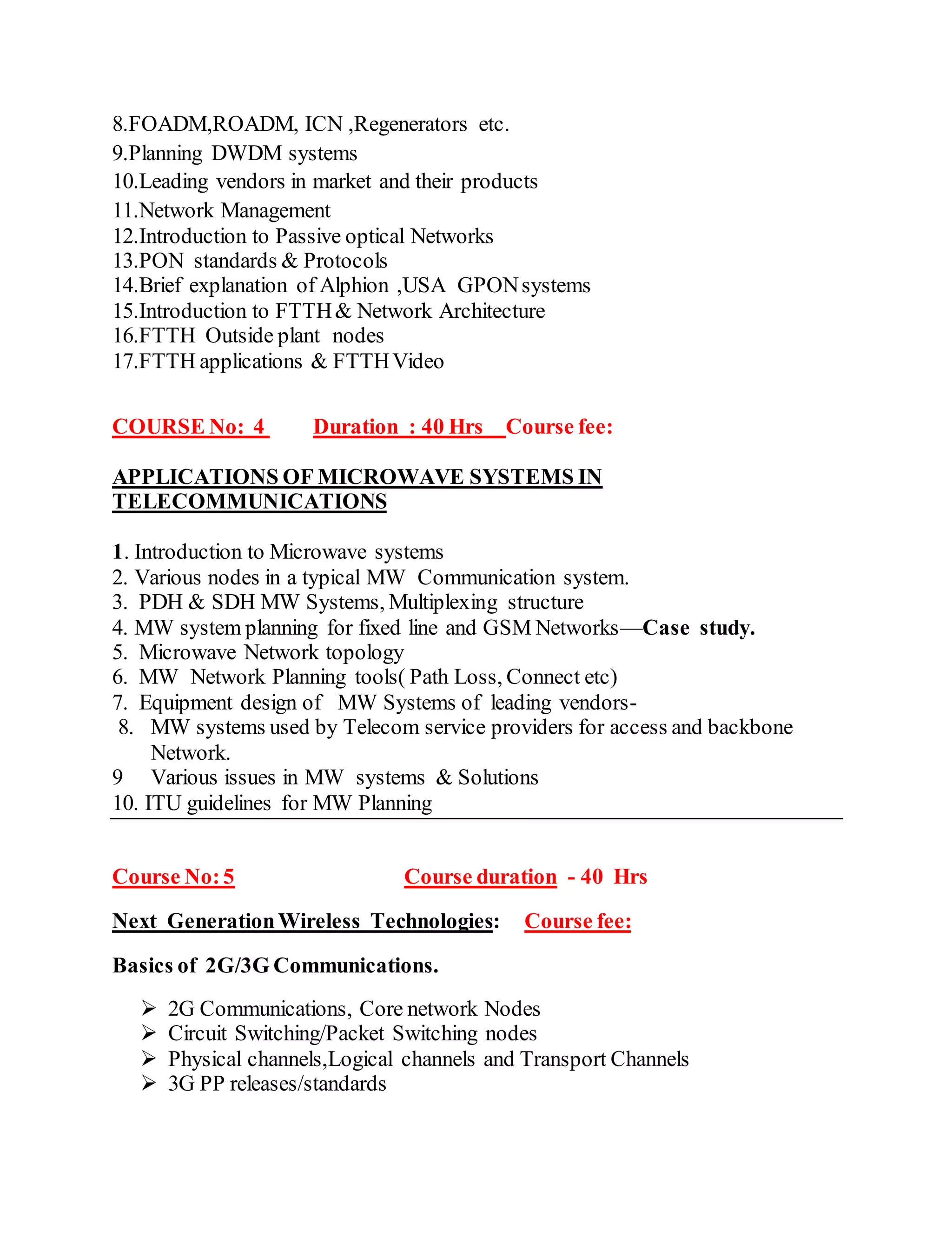 Telecom courses | DOCX