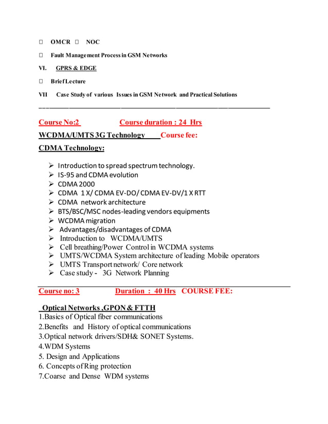 Telecom courses | DOCX | Computer Networking | Computing