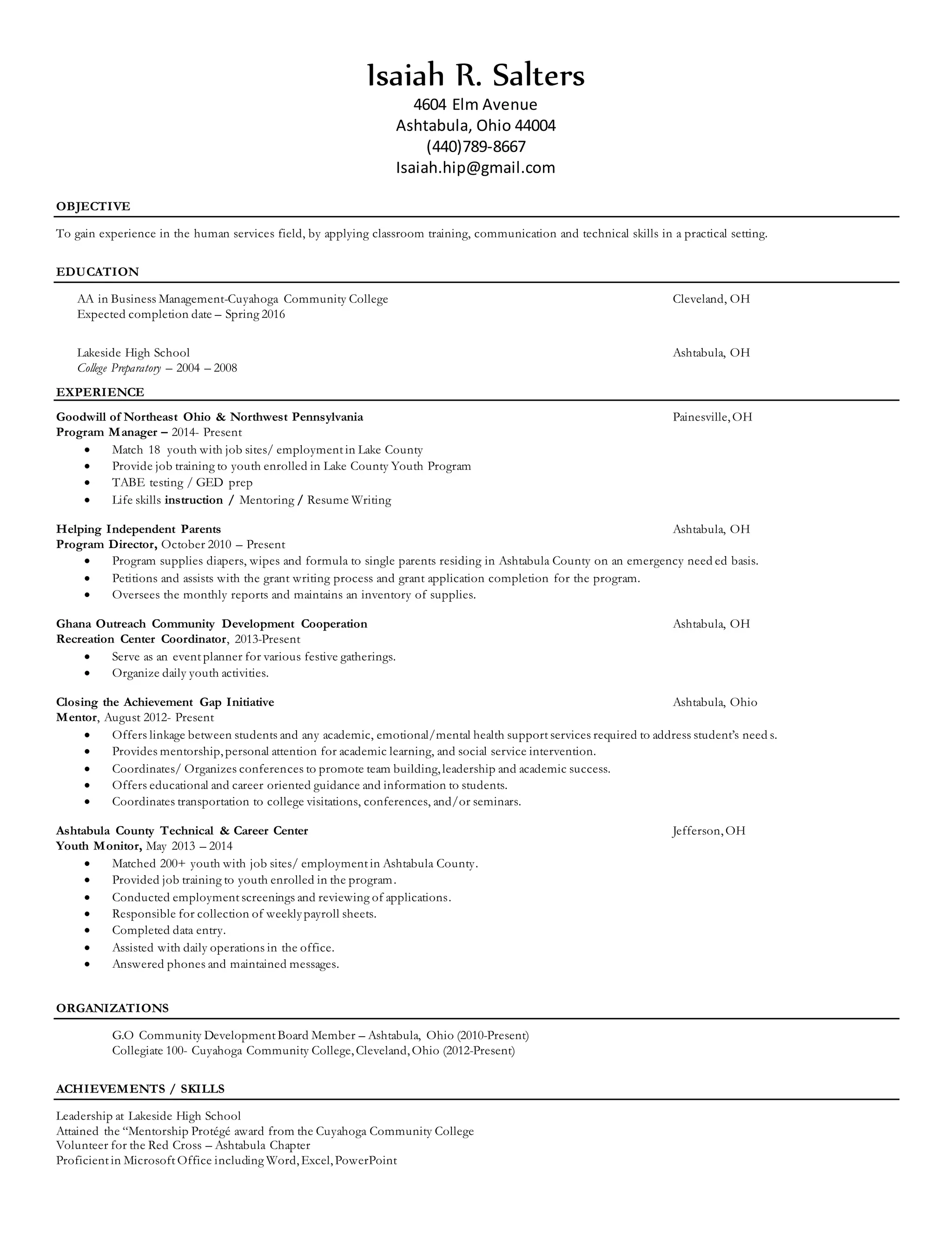 Isaiah's Resume 2.0 Revised | DOCX