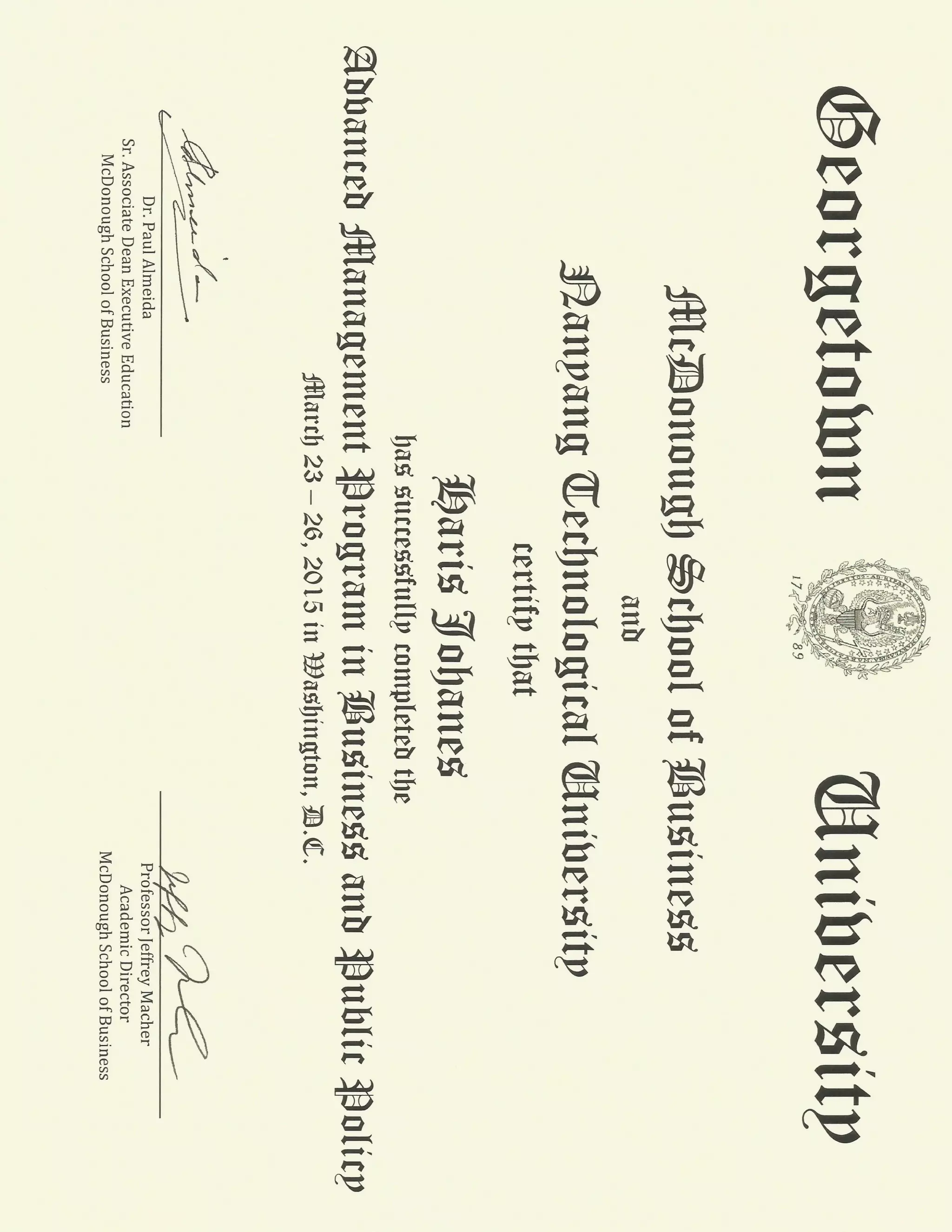 Georgetown US certificate | PDF