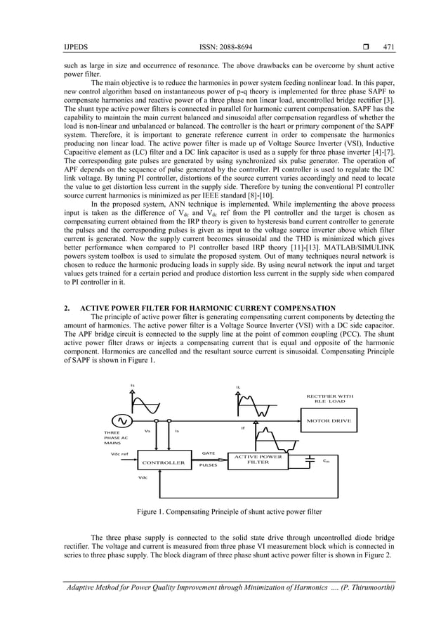 Adaptive Method for Power Quality Improvement through Minimization of Harmonics Using Artificial ...