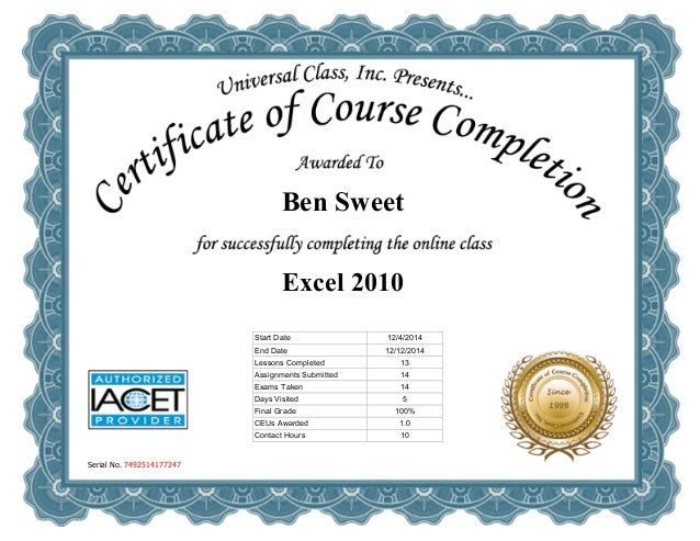 Excel Certificate
