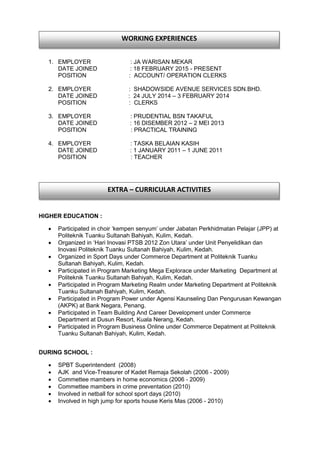 RESUME NABILAH WAHEEDA | PDF
