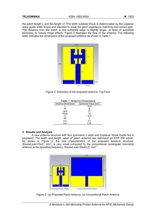 A Miniature L-slot Microstrip Printed Antenna for RFID | PDF