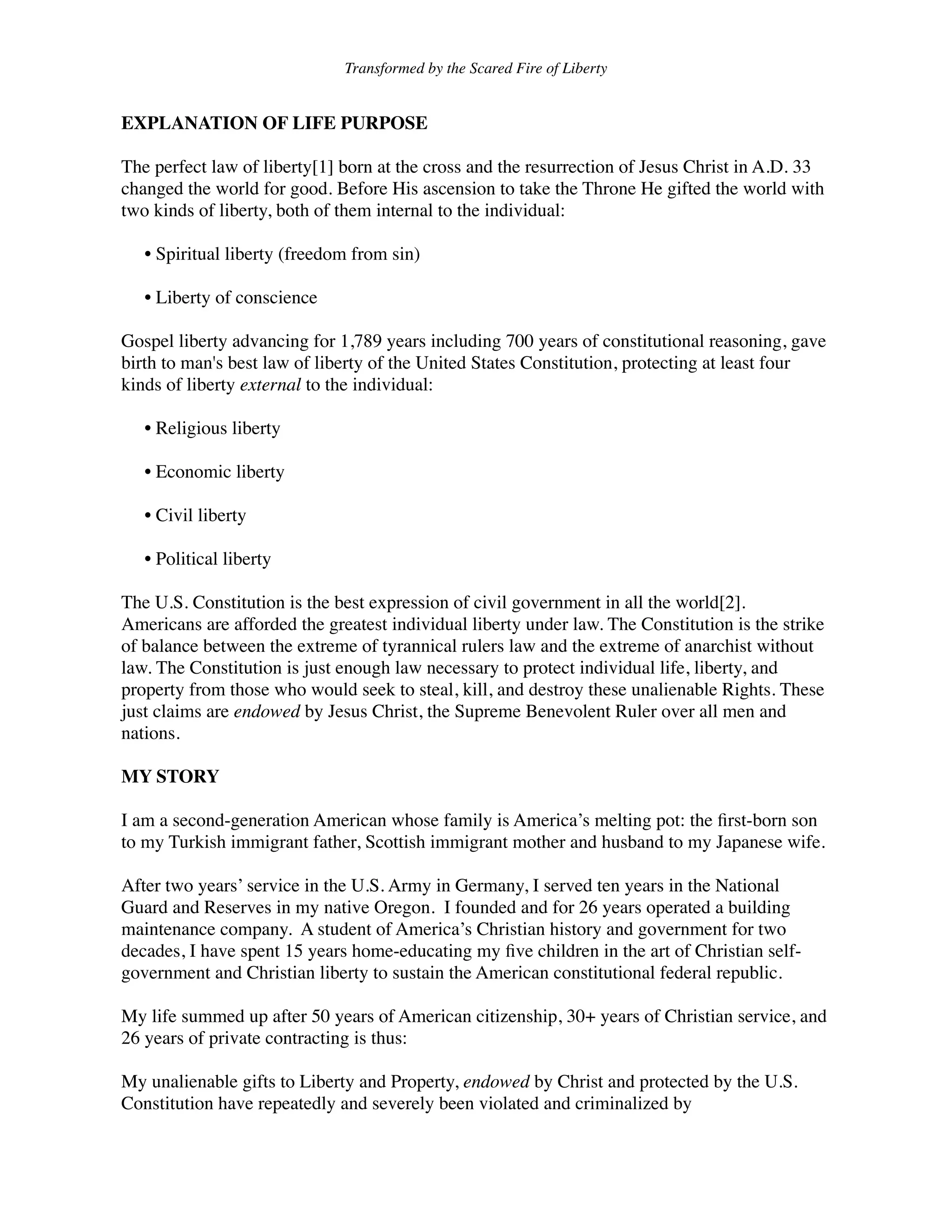 Declaration of Life Purpose & Proposal | PDF