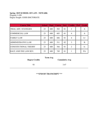 Rutgers Law Transcript | PDF
