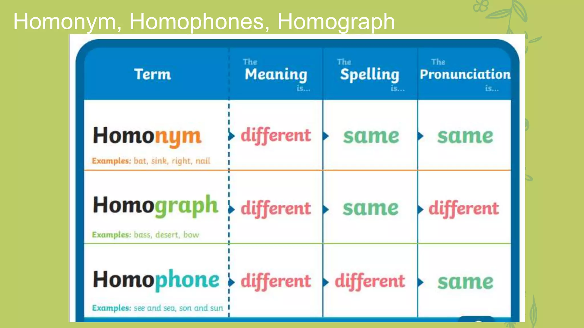homophone homonym homograph | PPT